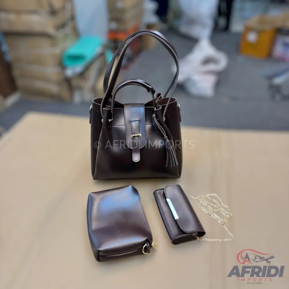 Premium Quality Brown 3 Piece Handbag Set – Afridi Imports