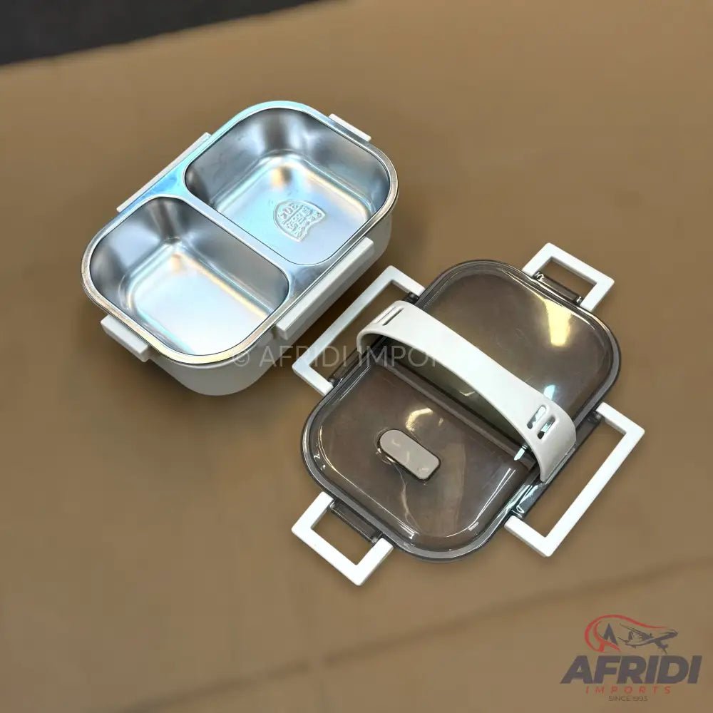700ml Stainless Steel Grey Lunch Box White Base – Afridi Imports