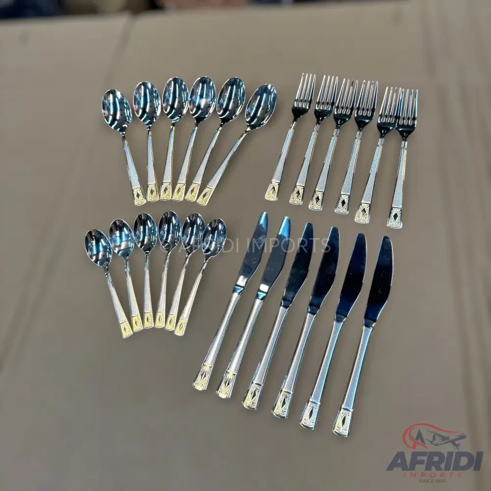 AYD 24 Piece Cutlery Set Design Engraved Real Photos – Afridi Imports