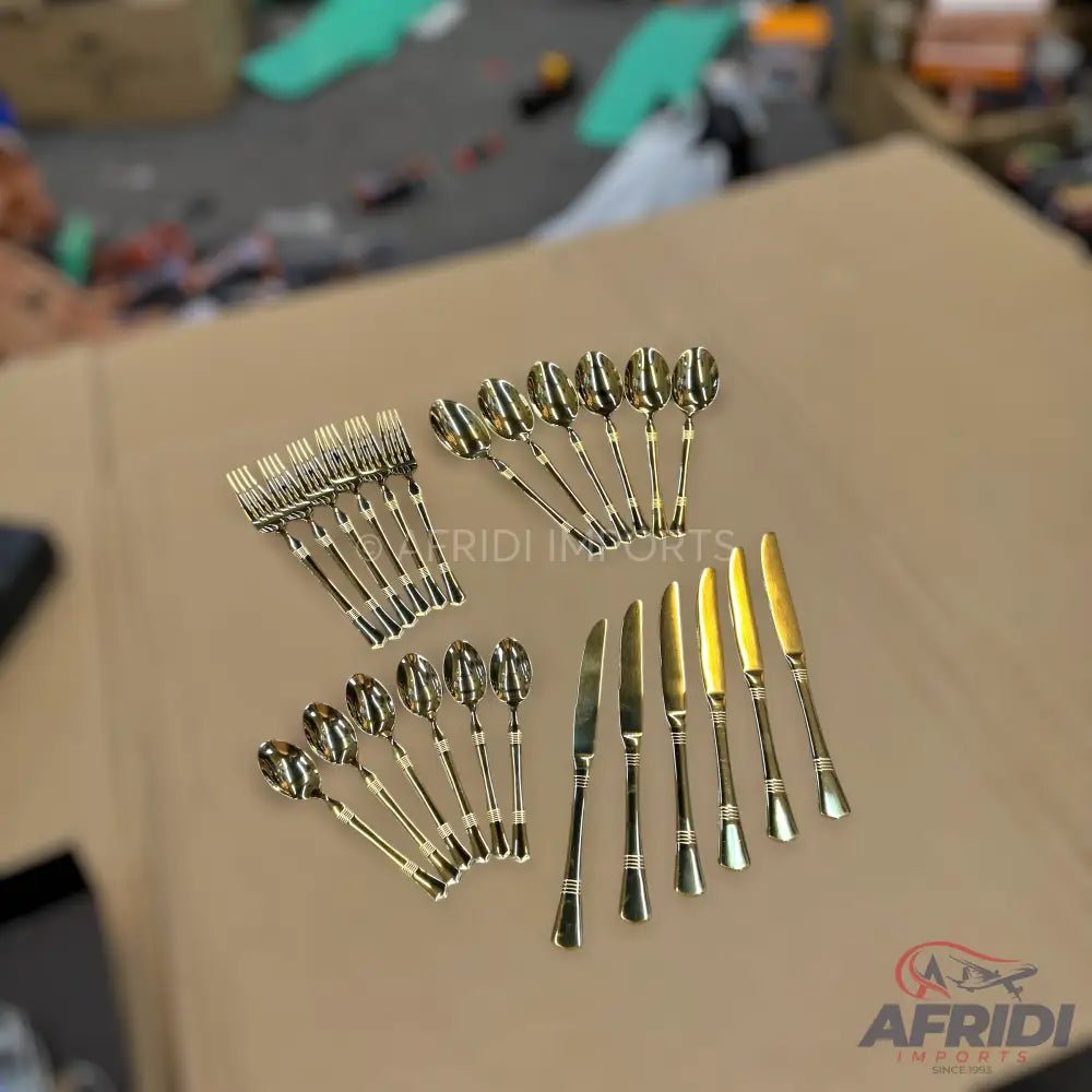 AYD 24 Piece Golden Cutlery Set Authentic Photos – Afridi Imports