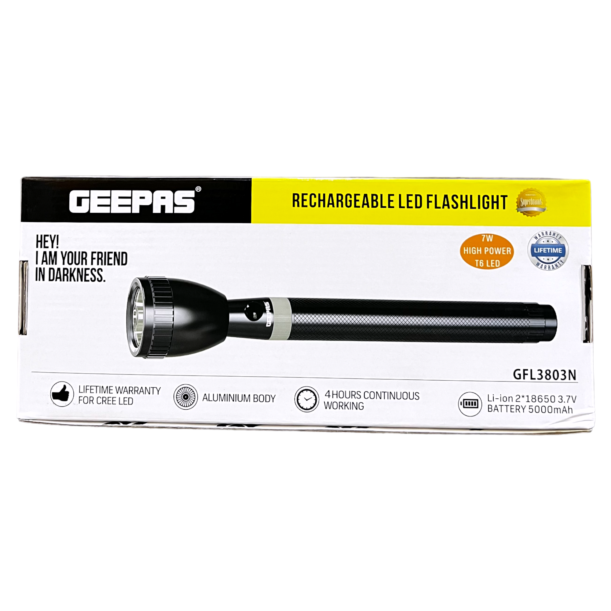 Geepas Rechargeable LED Flashlight GFL3803N – Afridi Imports